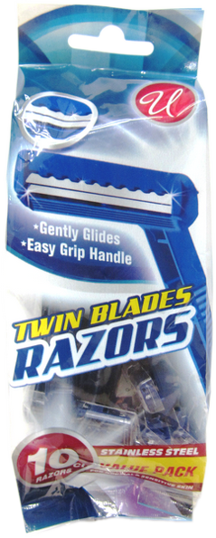 Care For Men Stainless Steel Twin Blades Razors For Men, 10 Count ...