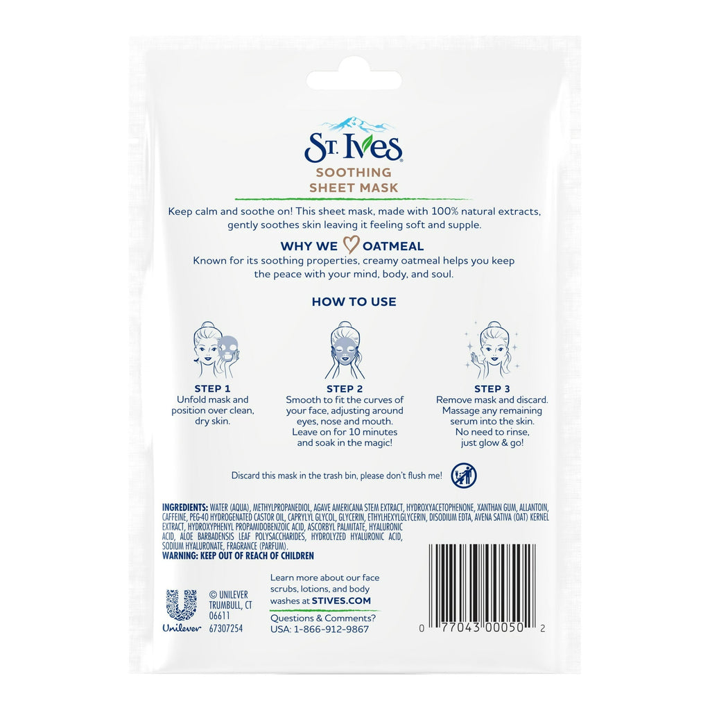 St. Ives Soothing Oatmeal Sheet Mask, 1 Sheet Mask (Pack of 3) – MarketCOL