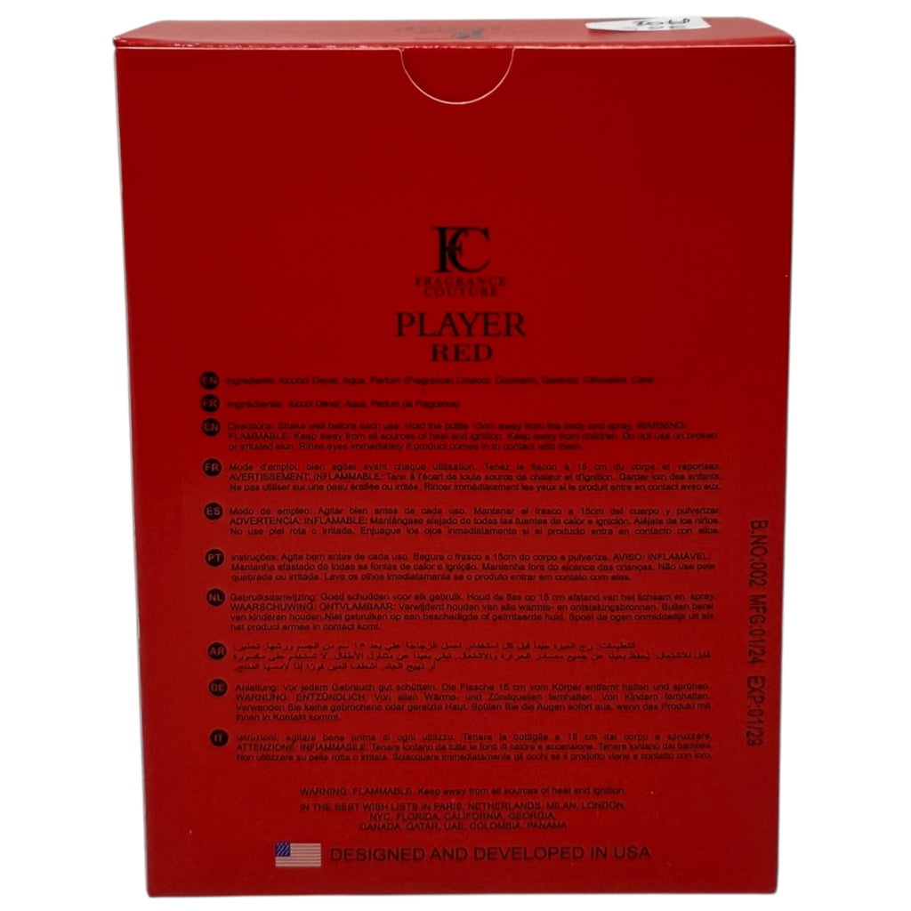 Player Red for Men by Fragrance Couture, 3.4 fl oz (100ml) – MarketCOL
