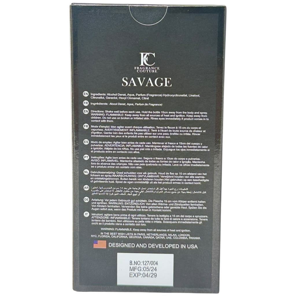 Savage For Men by Fragrance Couture, 3.4 fl oz (100ml) – MarketCOL