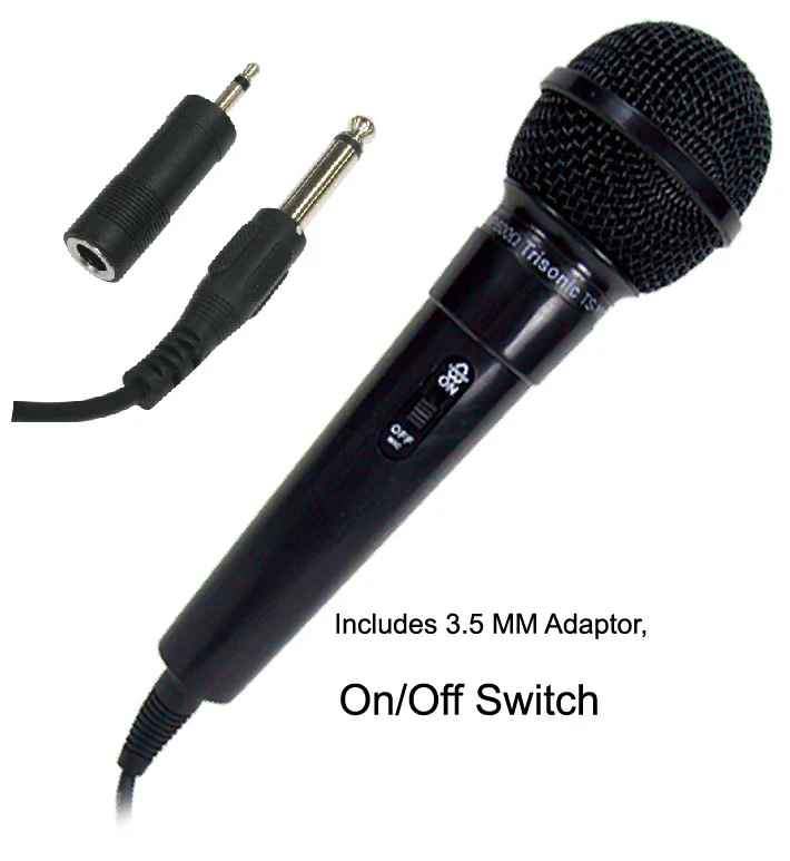 Uni-Directional 8' Corded Microphone, 80-12,000Hz 3.5 6.3mm Adapter ...