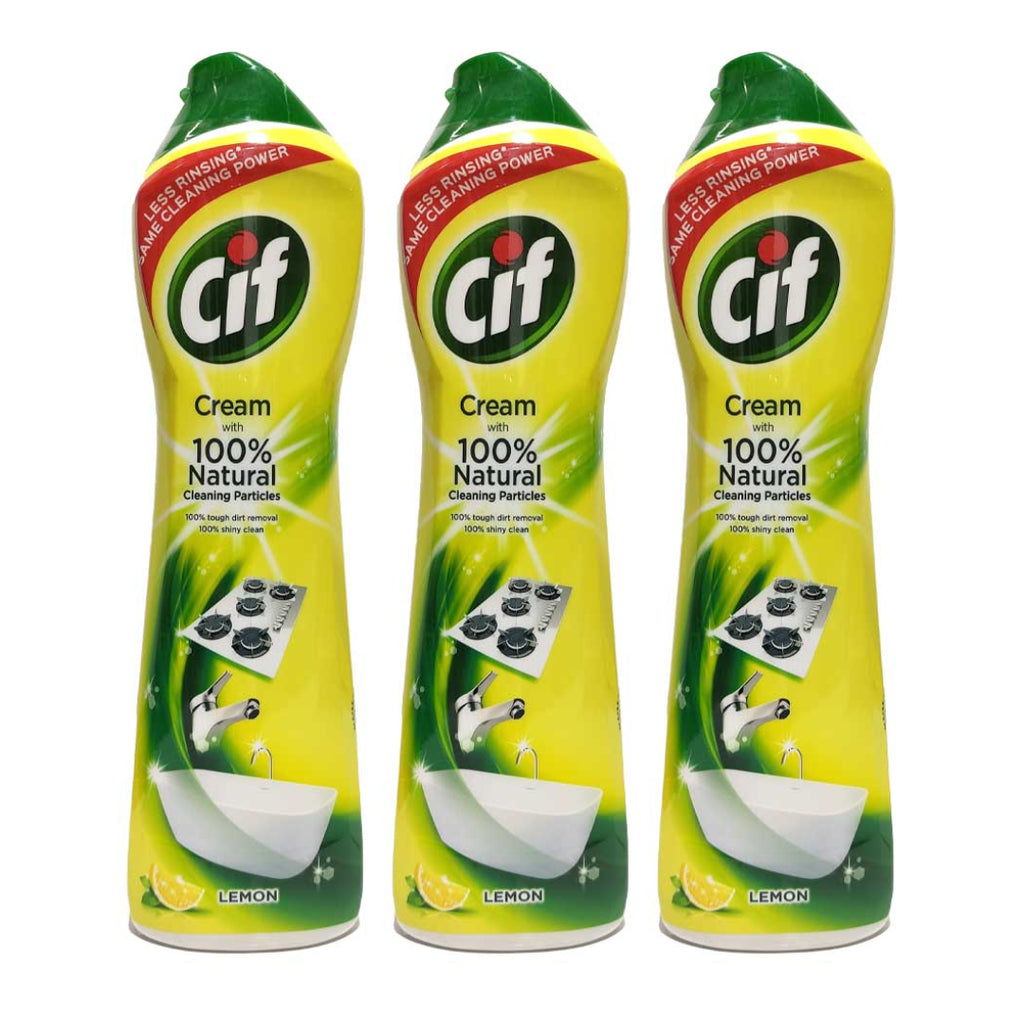 Cif Lemon Cream With 100% Natural Cleaning Particles, 250ml (Pack of 3 ...