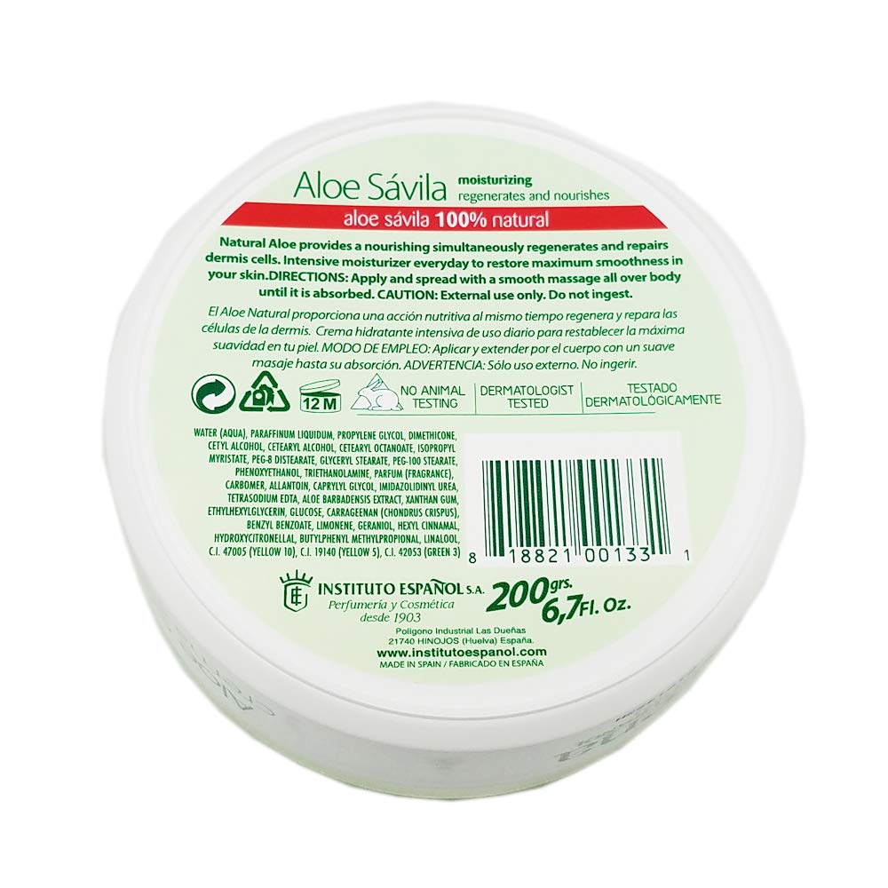 Avena Instituto Español Aloe Sávila Regenerating Body Cream, 6.8oz. (P ...
