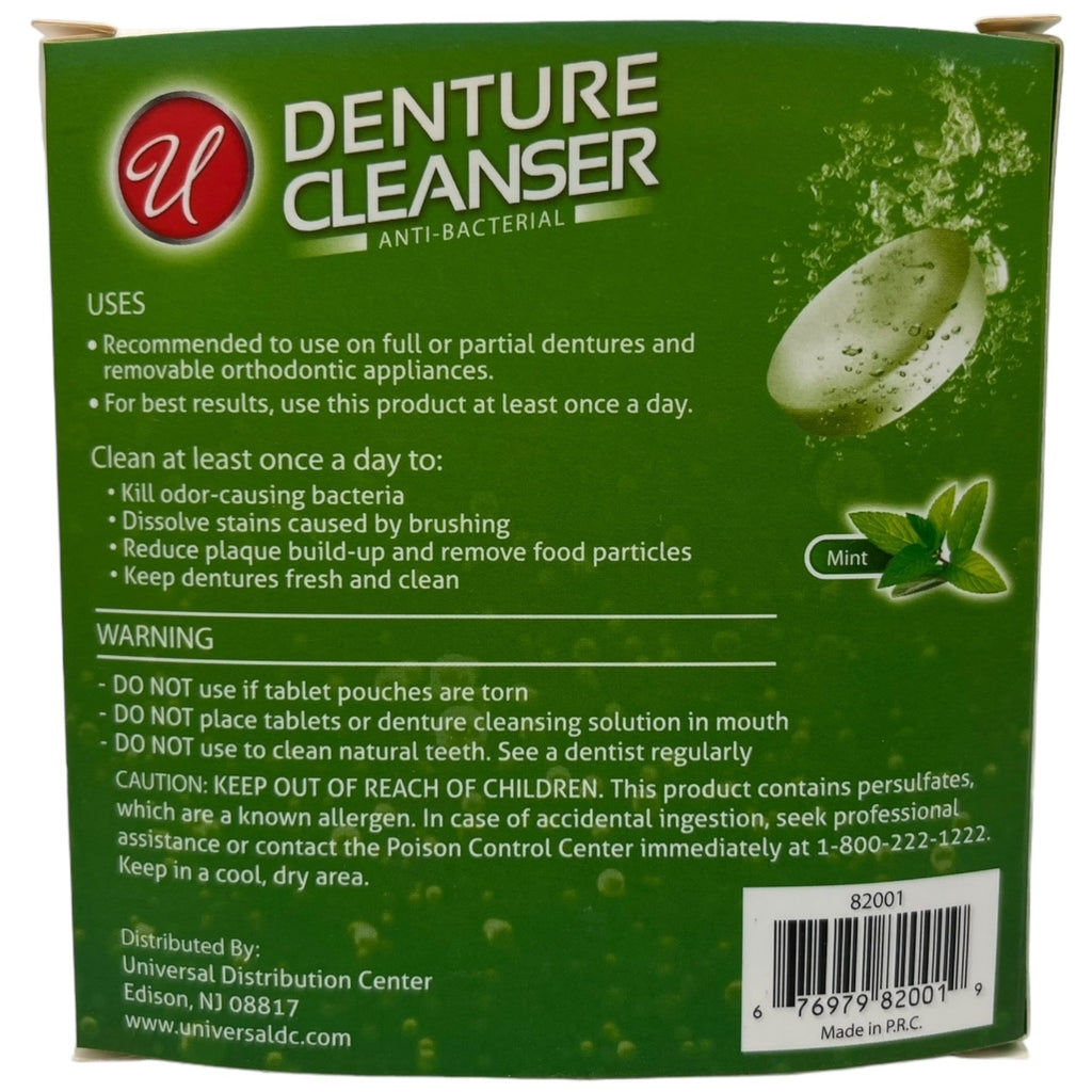 Anti-Bacterial Denture Cleanser Mint Flavored, 60 Tablets (Pack of 3 ...