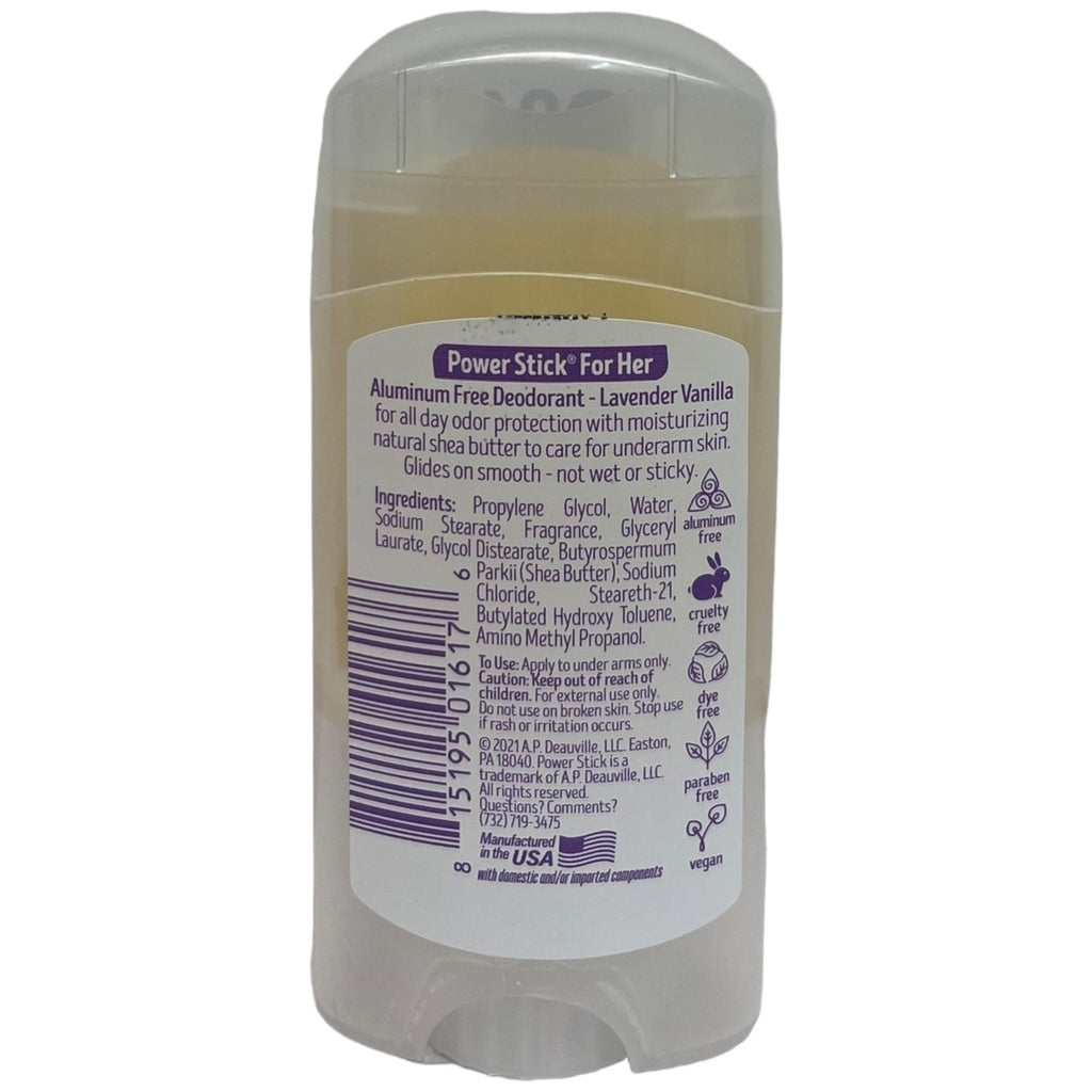Power Stick For Her Lavender Vanilla Aluminum-Free Deodorant, 2.5oz ...