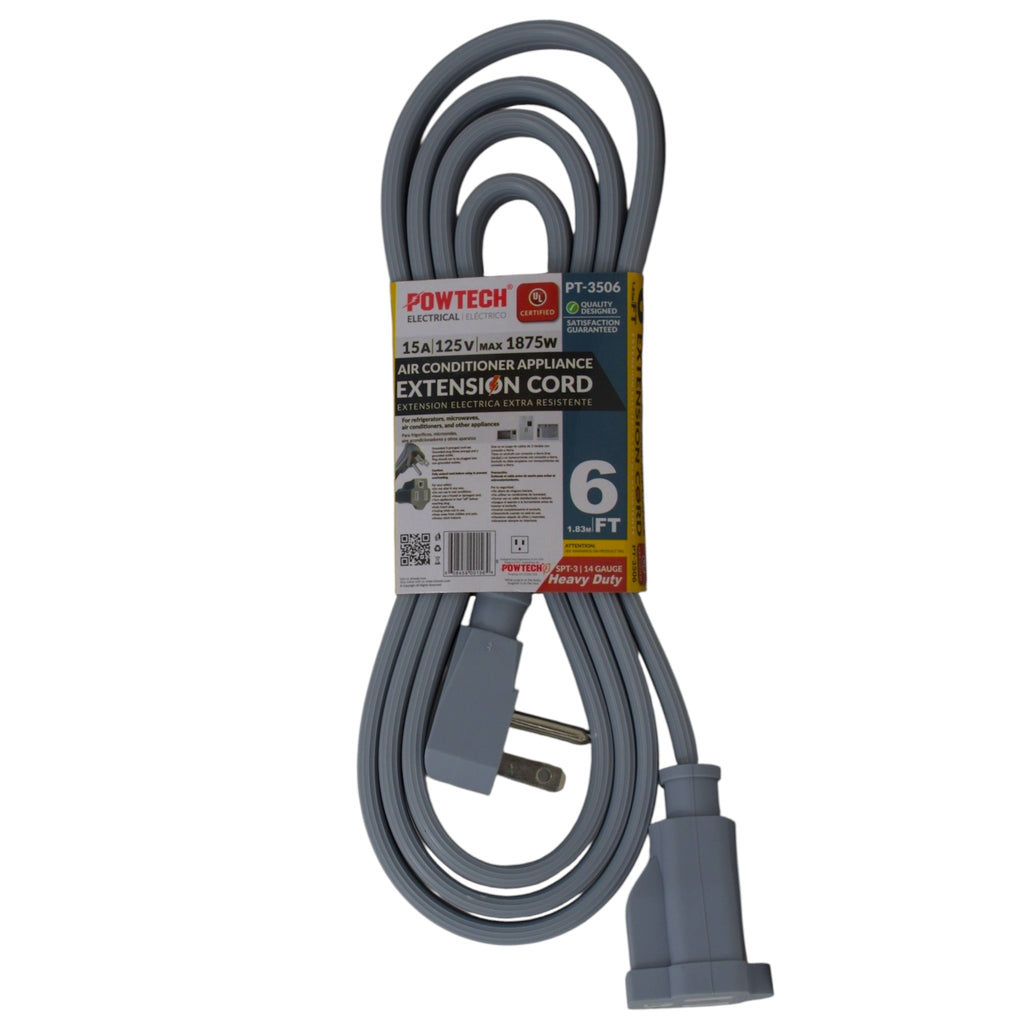 6' Foot 14 Gauge 3-Prong Heavy Duty Appliance Extension Cord - UL Cert ...