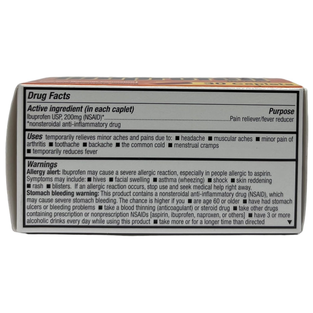 Ibuprofen Pain Reliever / Fever Reducer (200mg Caplets), 30ct. (Pack o ...
