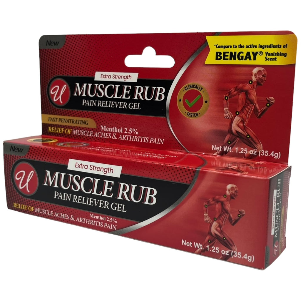 Extra Strength Muscle Rub Pain Reliever Gel (Menthol 2.5%), 1.25oz ...