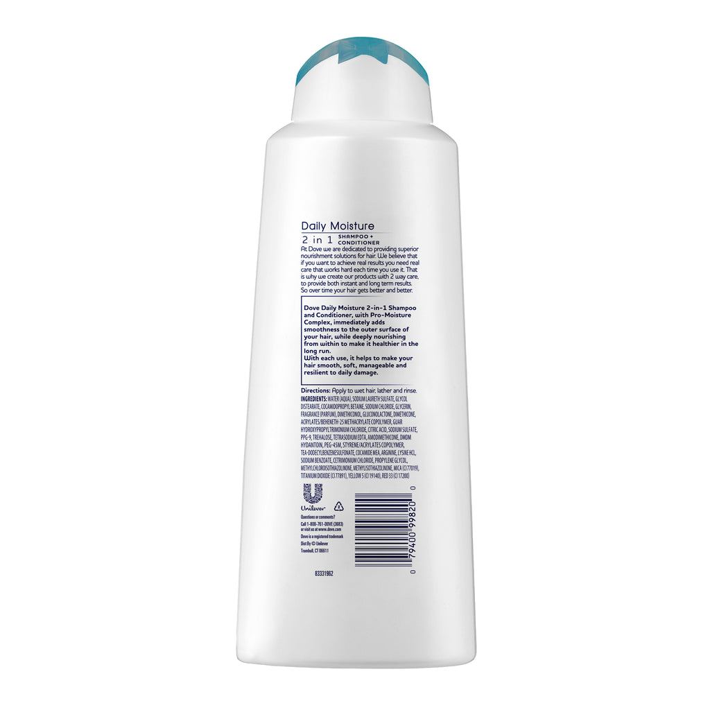 Dove Daily Moisture 2 in 1 Shampoo + Conditioner, 400ml – MarketCOL
