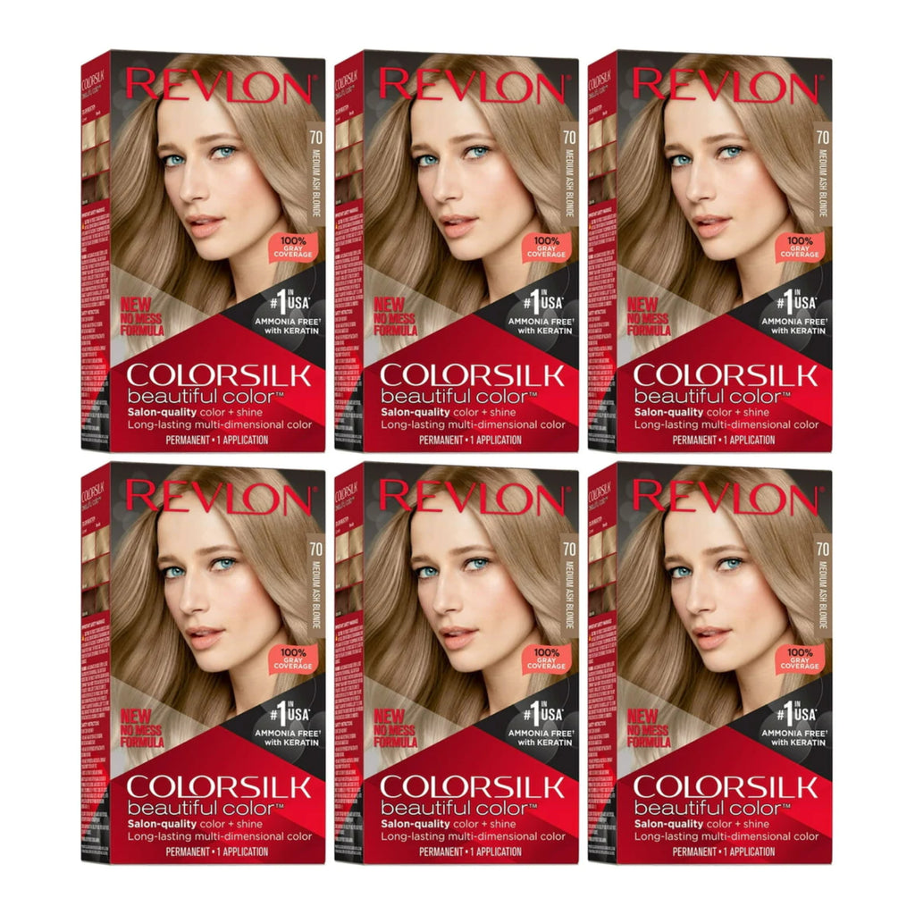 Revlon ColorSilk Hair Color - 70 Medium Ash Blonde (Pack of 6) – MarketCOL