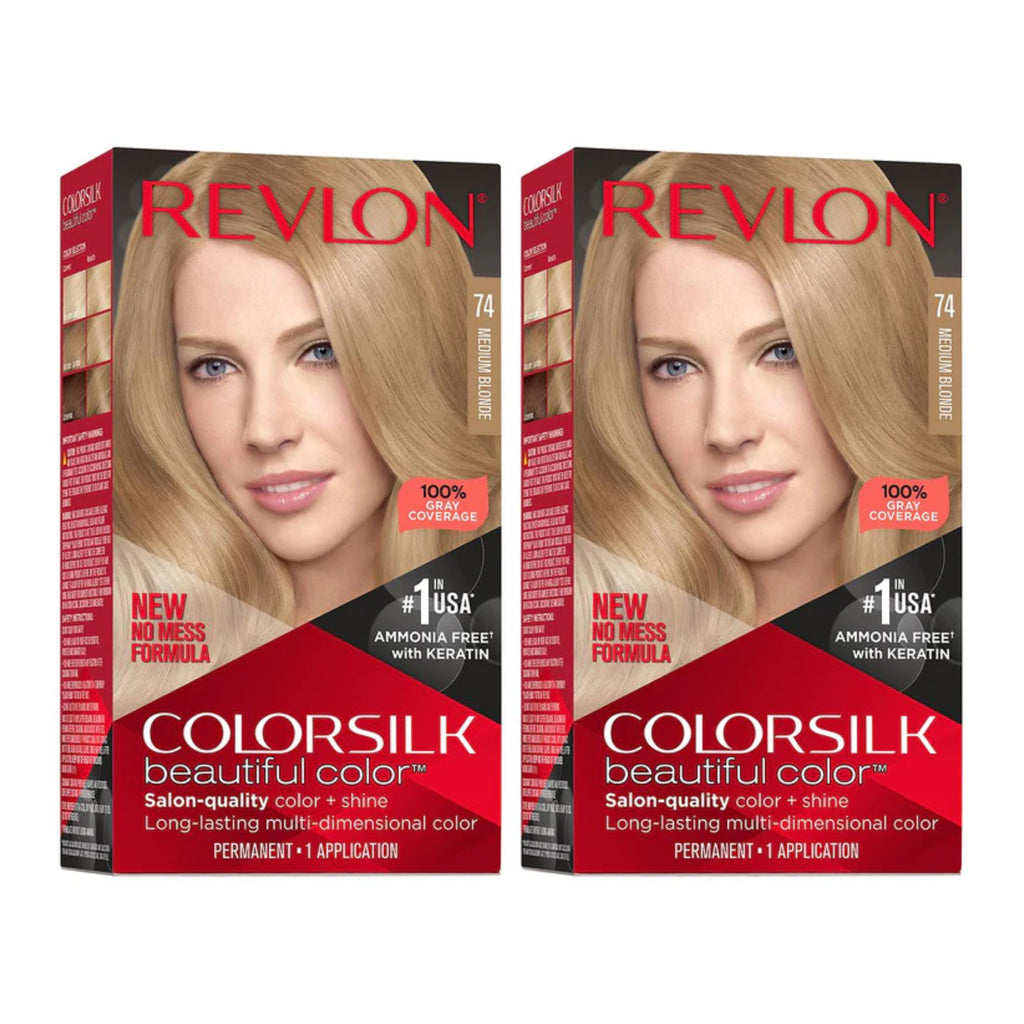 Revlon ColorSilk Beautiful Hair Color - 74 Medium Blonde (Pack of 2 ...
