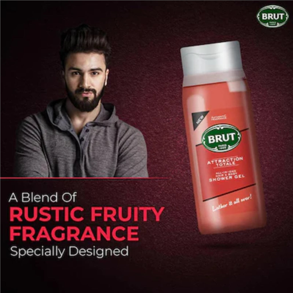 Brut Attraction Totale All-in-One Hair & Body Shower Gel, 16.9oz (Pack ...
