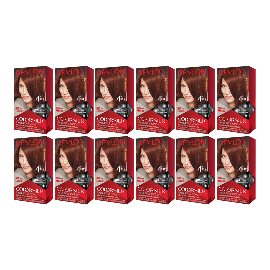 Revlon ColorSilk Beautiful Hair Color - 31 Dark Auburn (Pack of 12 ...