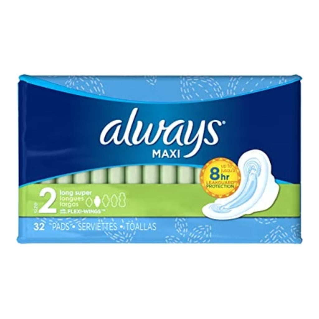 Always Maxi Long Super w/ Flexi-Wings Size 2 Sanitary Pads, 32 ct ...