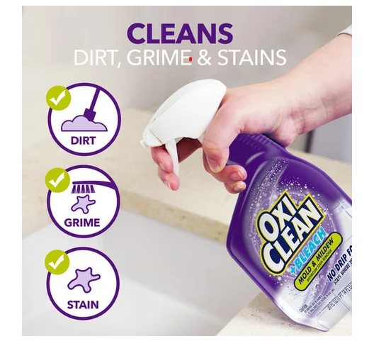 OxiClean + Bleach - Mold & Mildew Bathroom Stain Remover, 30 Fl Oz (Pa ...
