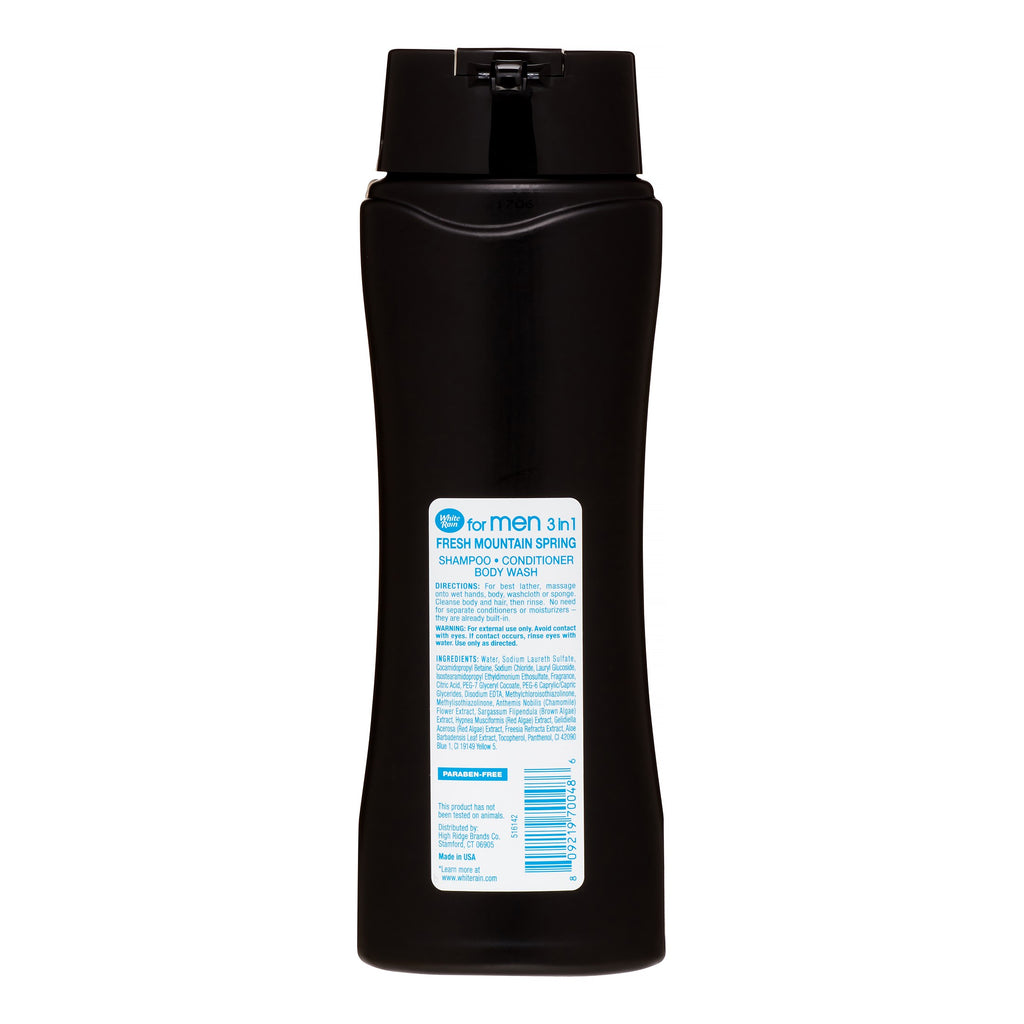White Rain Men 3-In-1 Mountain Spring Shampoo Conditioner Wash 15 oz ...